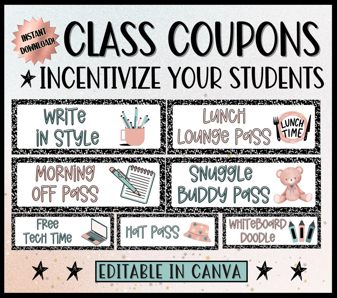 Editable Classroom Coupons | Printable Student Reward Cards | Positive ...