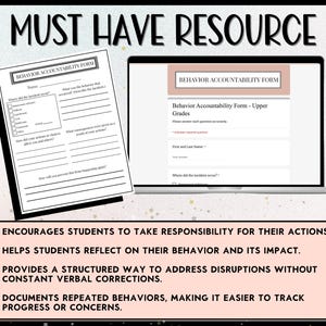 Middle and High School Behavior Accountability Form | Digital and ...