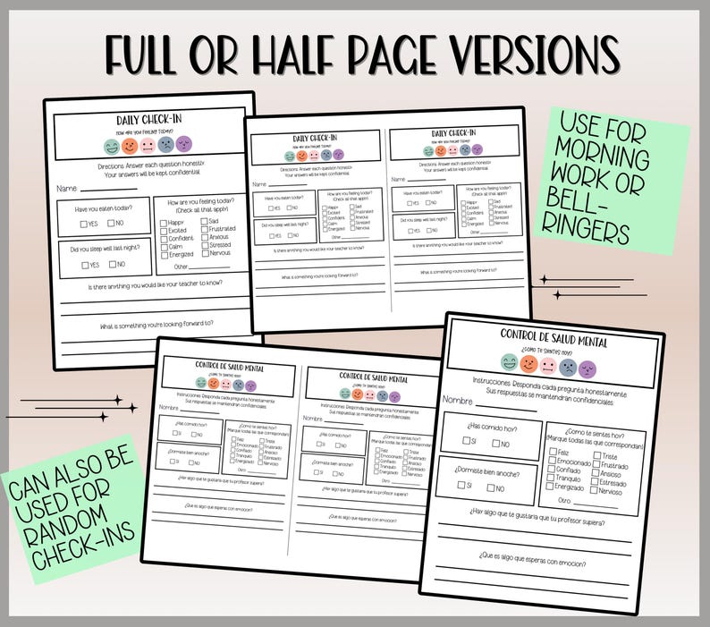 Mental Health Check-in for Students | SEL Worksheets | Trauma Informed ...