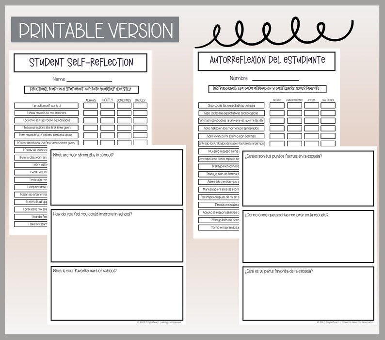Student Self-reflection Assessment | Parent Teacher Conference Form ...