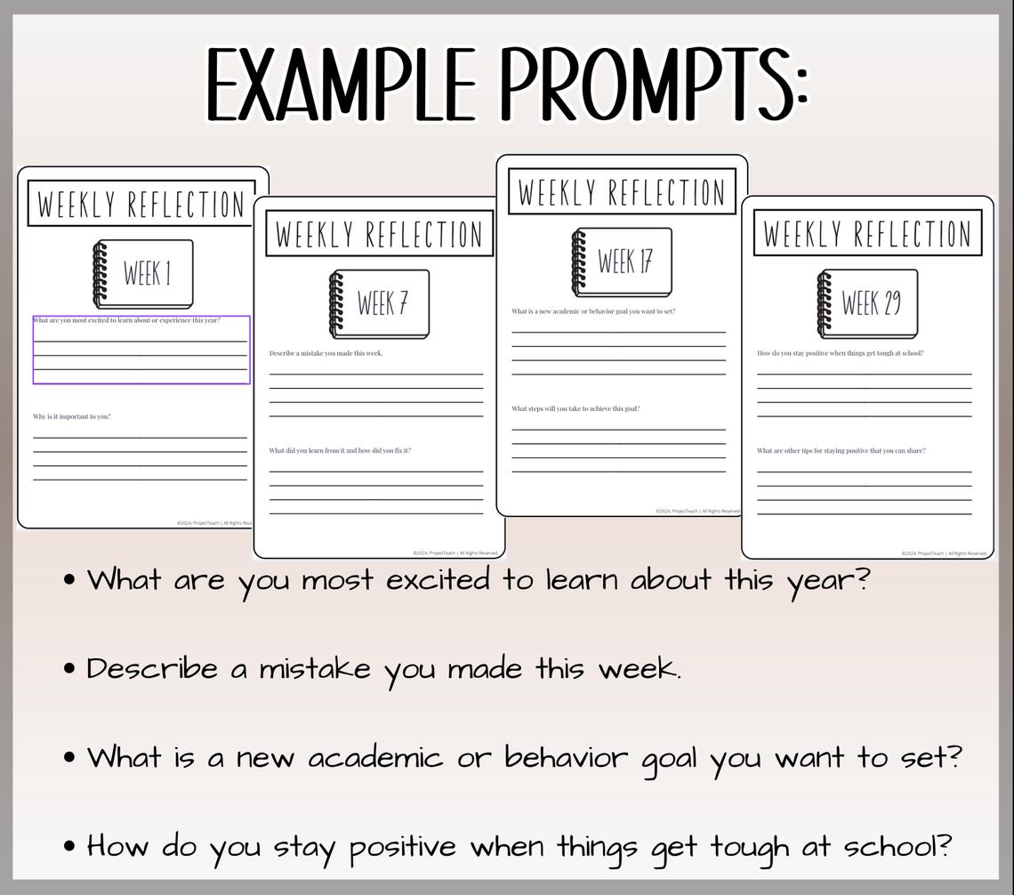 Student Self-reflection Journal: Weekly Printable & Digital SEL (180 ...