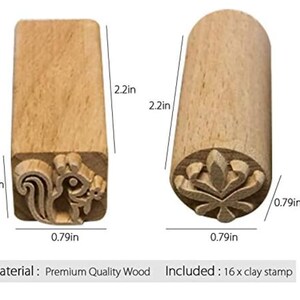 16pcs Wooden Clay Pottery Stamp Pottery Tool Wood Block Stamp, Wood ...