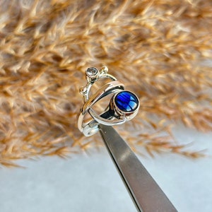 Ocean Pearl Ring, Ocean Silver Ring, Pearl Silver Ring, Multi Gemstone ...