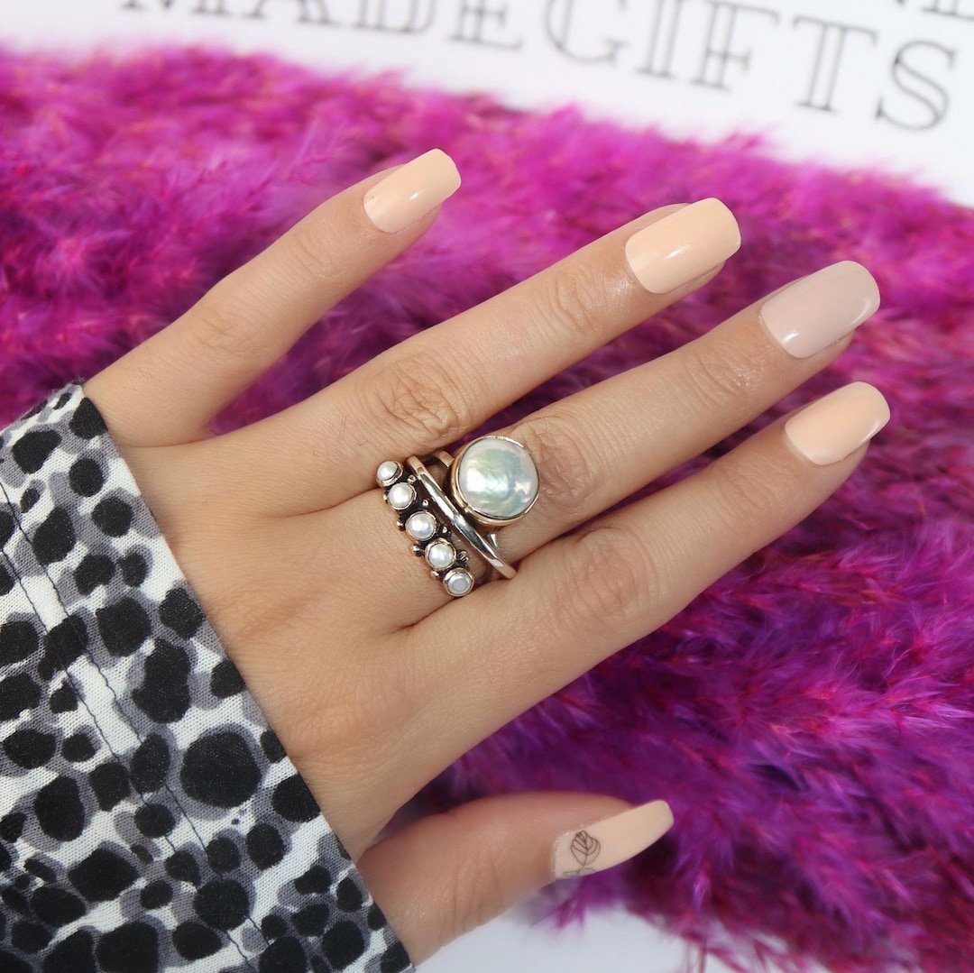 Pearl Ring, Pearl Ring Silver, Handmade Vintage Unique Ring, Baroque ...