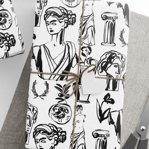 Ancient Greek Wrapping Paper Roll, Black and White Ancient Greek ...