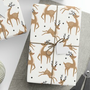 Deer Wrapping Paper Roll, Reindeer Christmas Gift Wrapping Paper ...