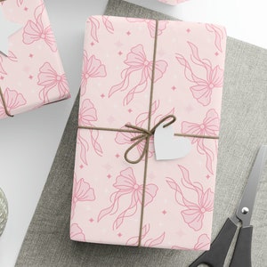 Pink Flowy Bows Wrapping Paper, Bows Wrapping Paper, Pink Bows Wrapping ...