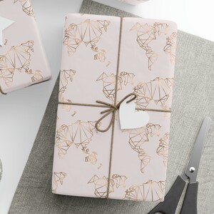 World Map Wrapping Paper, World Map Line Art Wrapping Paper ...