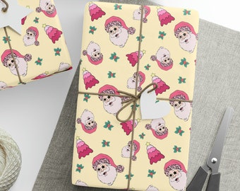 Pink Santa Wrapping Paper, Santa Pink Wrapping Paper, Pink Christmas ...