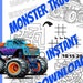 Printable Monster Truck Kid Birthday Activity and Coloring Sheet ...