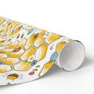 Bee Wrapping Papers, Beehive Gifts Wrapping Paper Roll, Bee Birthday ...