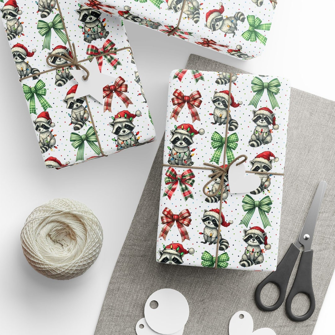 Racoon Wrapping Papers, Christmas Racoon Wrapping Paper Roll, Coquette ...