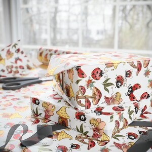 Ladybug and Fairy Wrapping Paper, Ladybug Wrapping Paper, Ladybug ...
