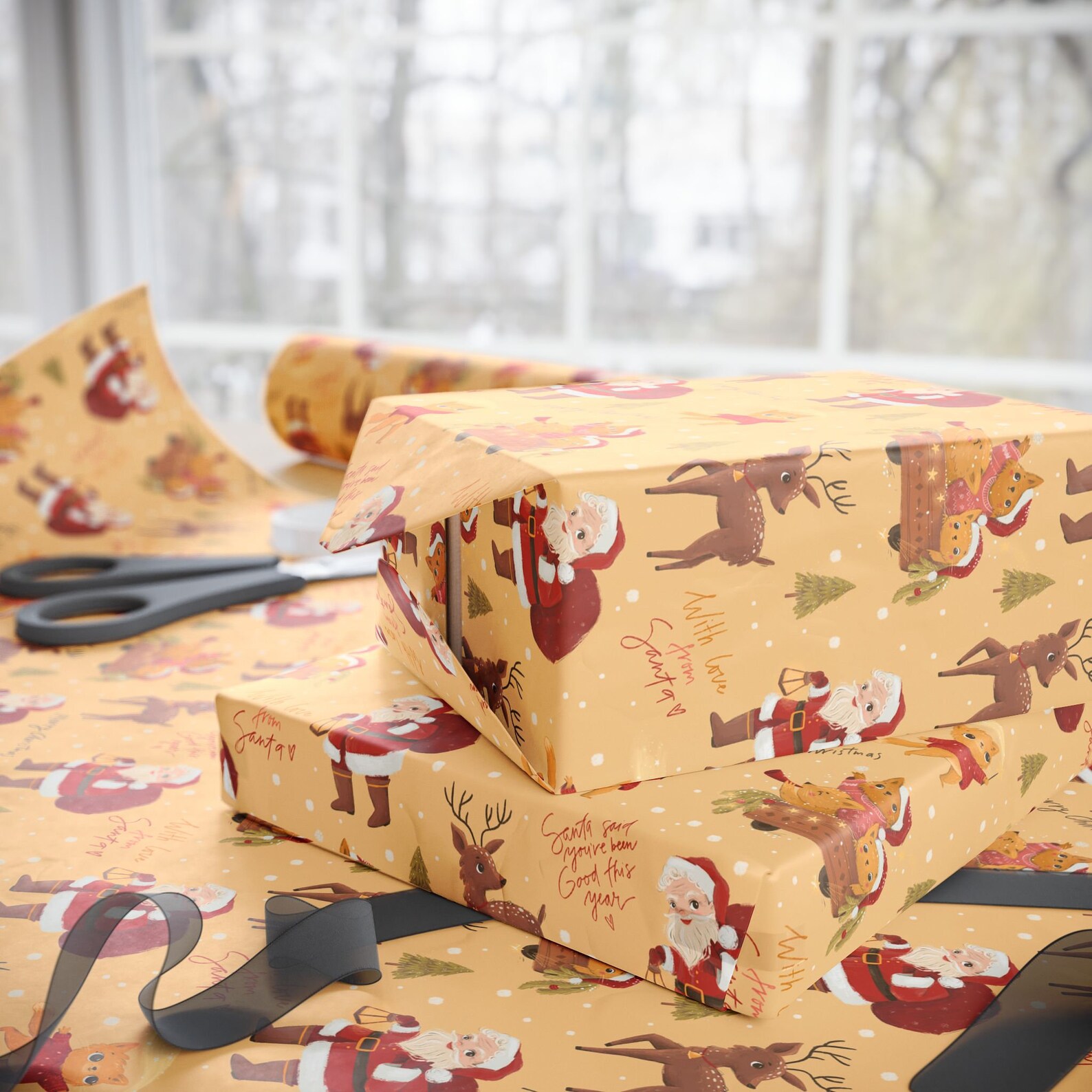Santa Claus Wrapping Papers, Santa Gifts Wrapping Paper Roll, Christmas ...
