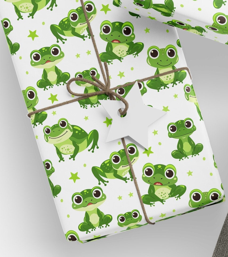 Frogs Birthday Wrapping Papers, Frogs Gifts Wrapping Paper Roll, Green ...