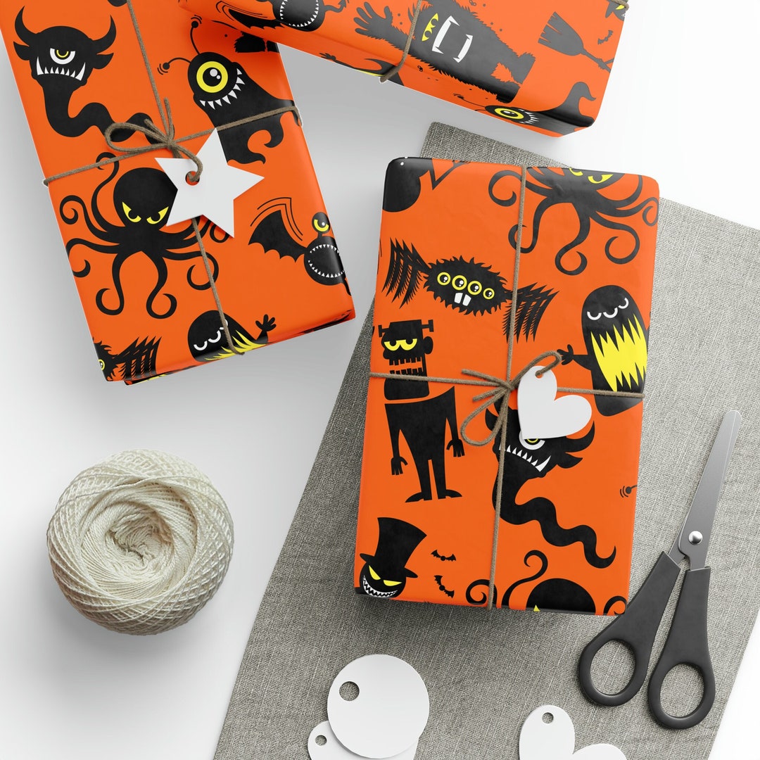 Halloween Wrapping Papers, Monsters Halloween Gifts Wrapping Paper ...