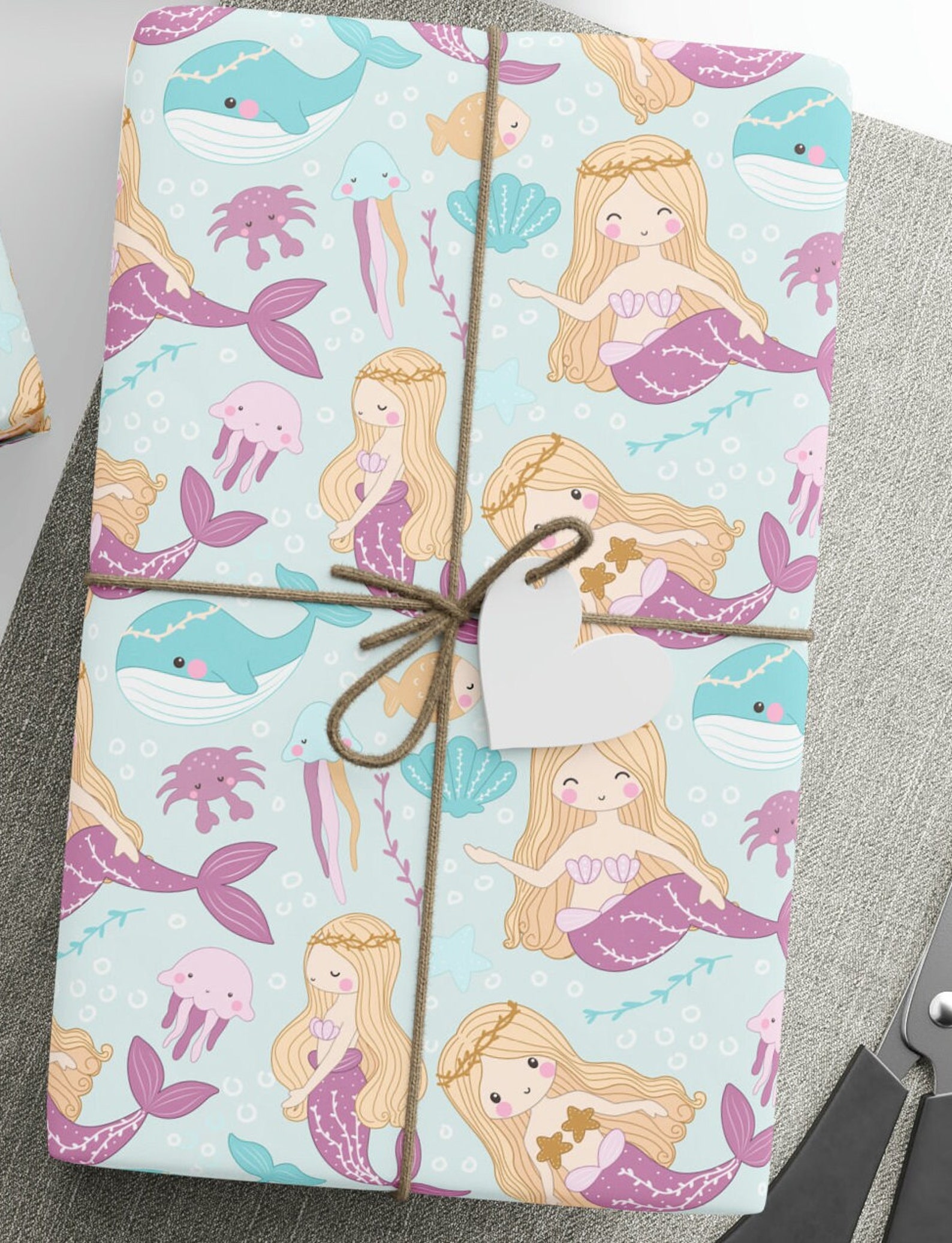 Mermaid Wrapping Paper Roll, Mermaids Gift Wrapping Paper Roll, Mermaid ...