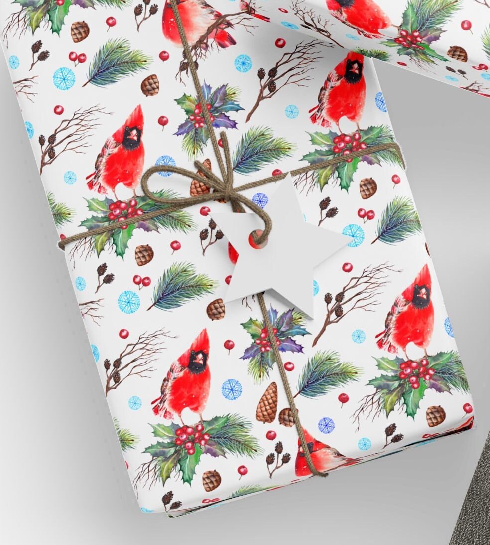 Red Cardinal Wrapping Papers, Christmas Cardinals Gifts Wrapping Paper ...
