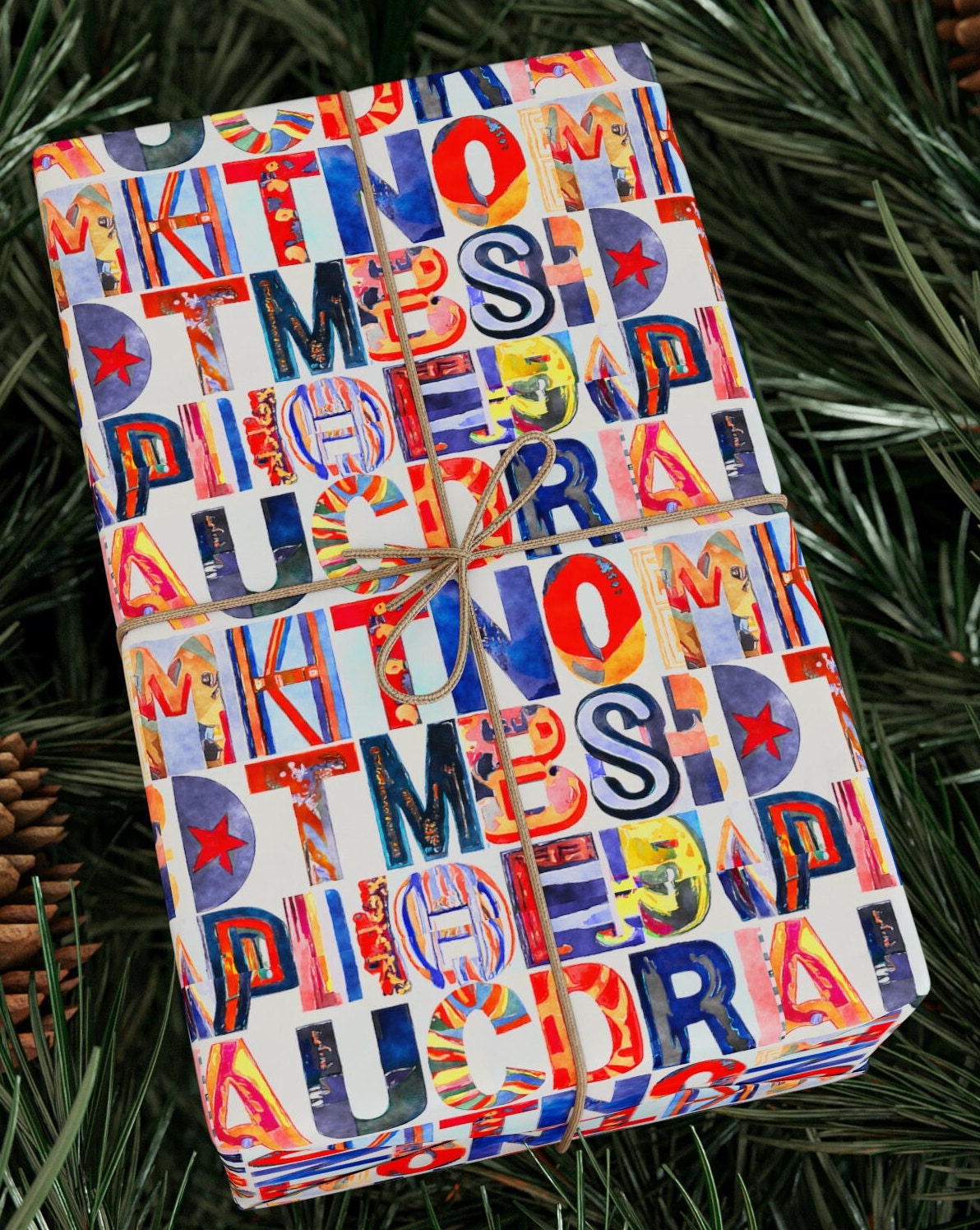 Alphabet Wrapping Paper Roll, Letters Wrapping Paper, Colorful Alphabet ...