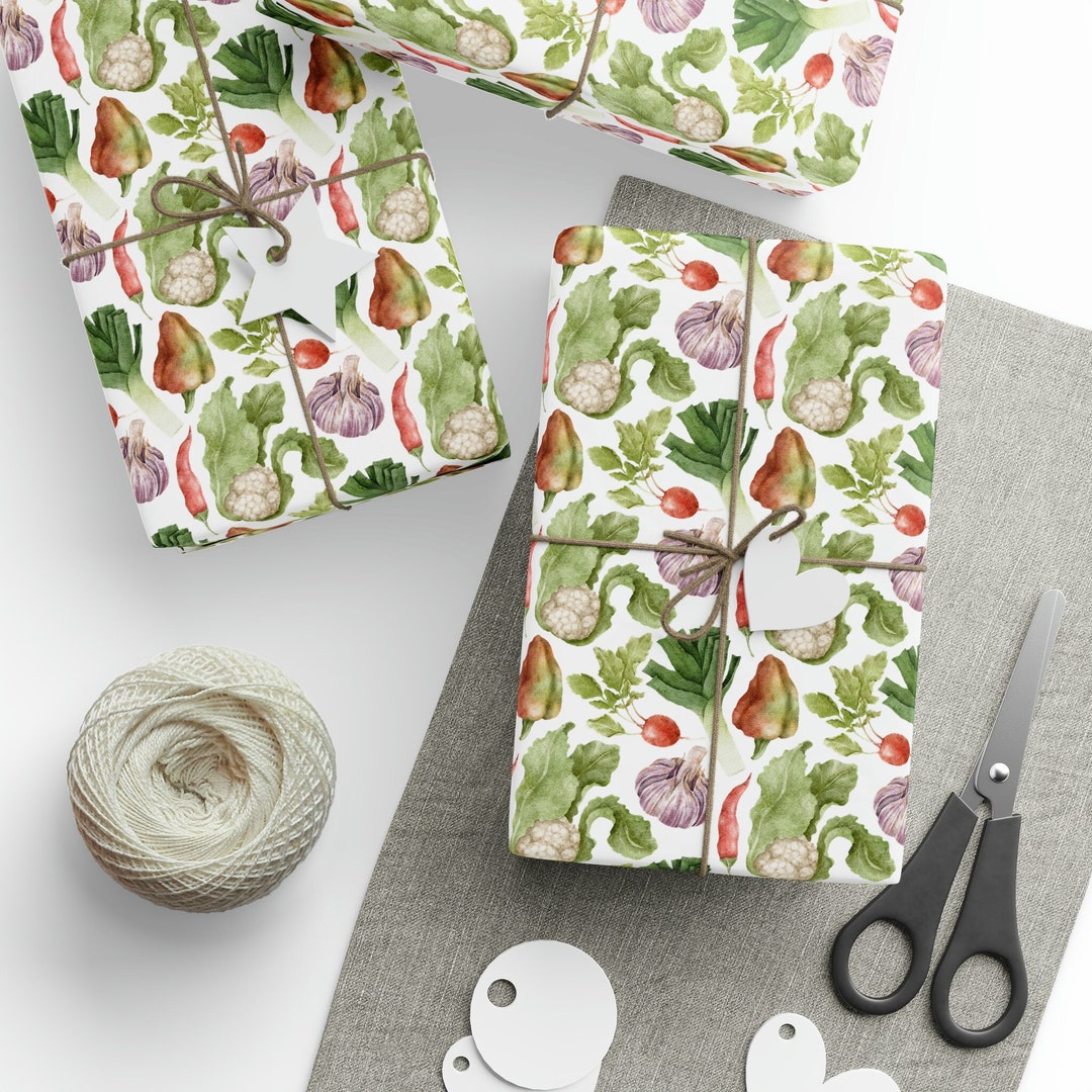 Vegetables Wrapping Paper Roll, Veggies Gifts, Vegetable Watercolor ...