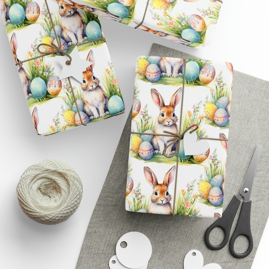 Rabbit Gift Wrapping Paper, Cute Bunny Gift Wrapping Paper, Easter ...