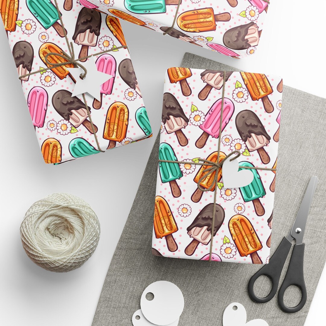 Colorful Popsicles Wrapping Papers, Ice Cream Birthday Gifts Wrapping ...