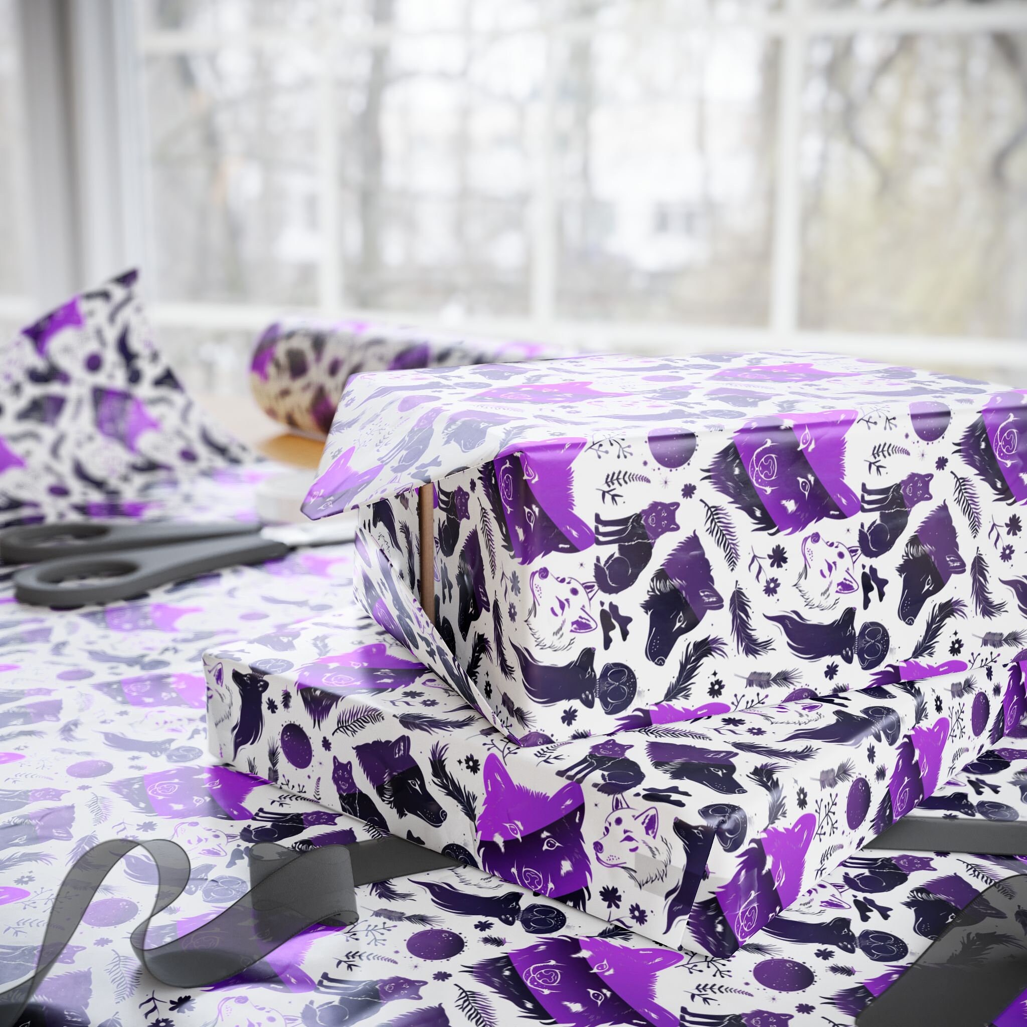 Wolf Wrapping Paper Roll, Wolf Birthday Gifts Wrapping Paper Roll, Wolf ...