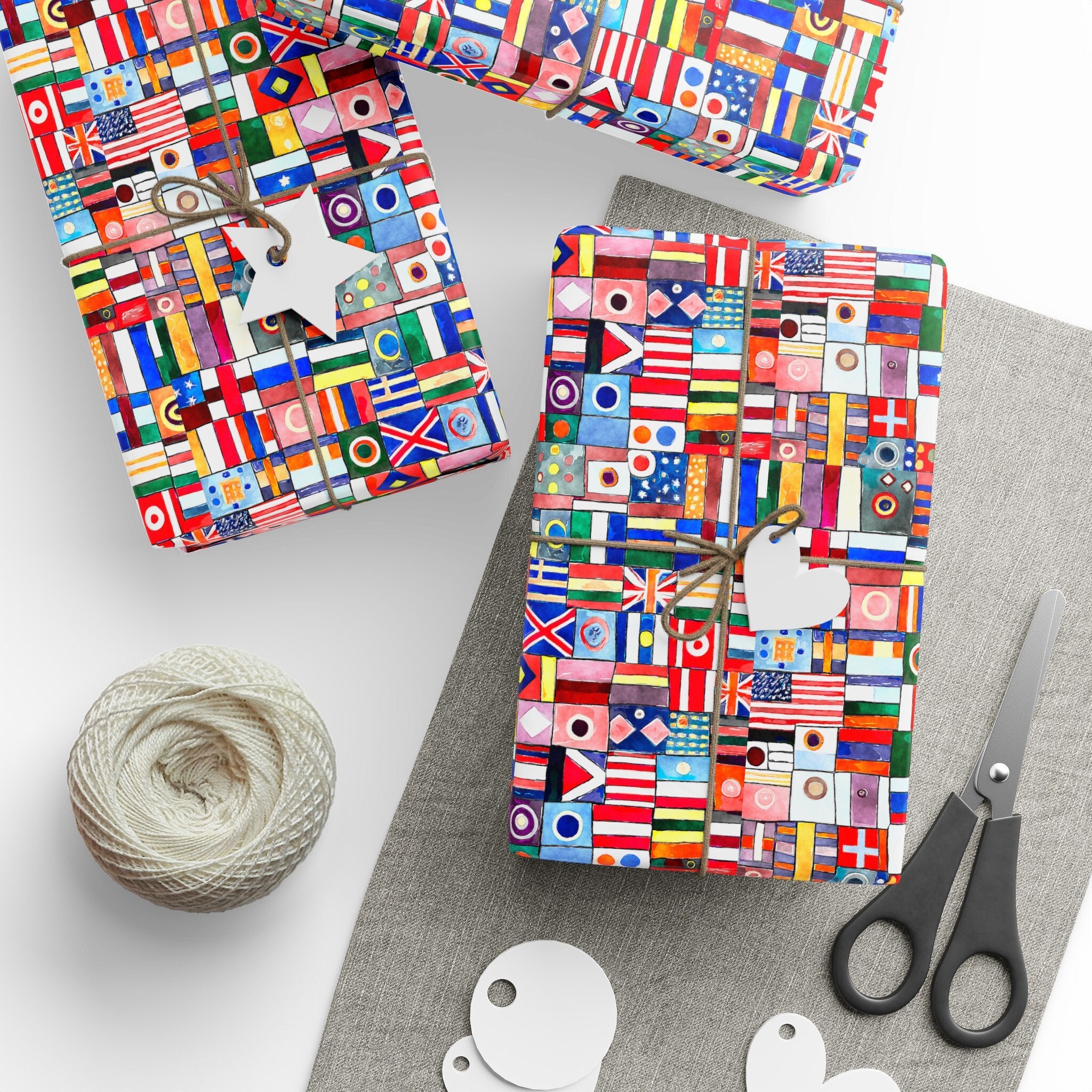 World Flags Wrapping Papers, Flags Gifts Wrapping Paper Roll, World ...