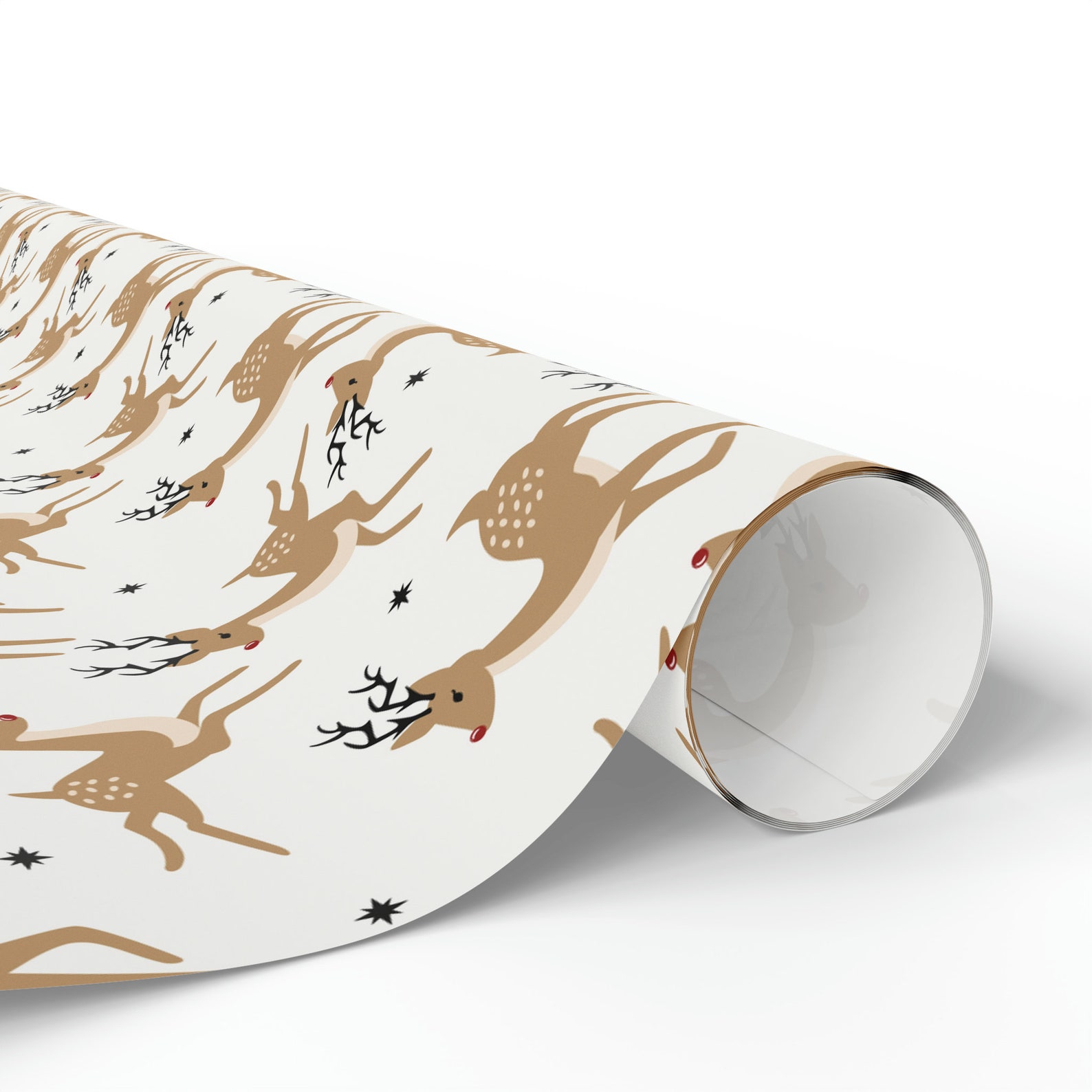 Deer Wrapping Paper Roll, Reindeer Christmas Gift Wrapping Paper ...