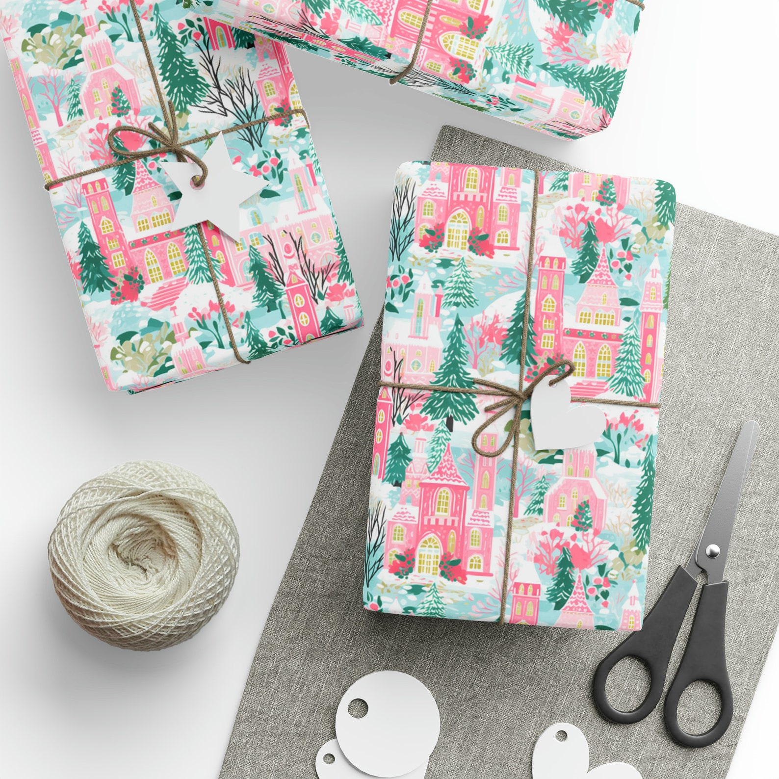 Preppy Christmas Gift Wrapping Papers, Traditional Christmas Gift ...