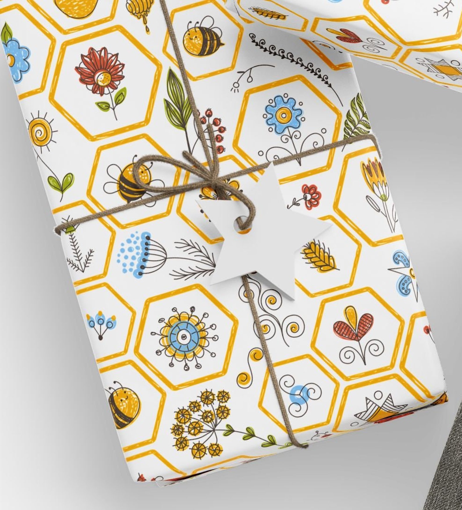 Cute Bee Wrapping Papers, Bee Wrapping Paper Roll, Beehive Gifts ...
