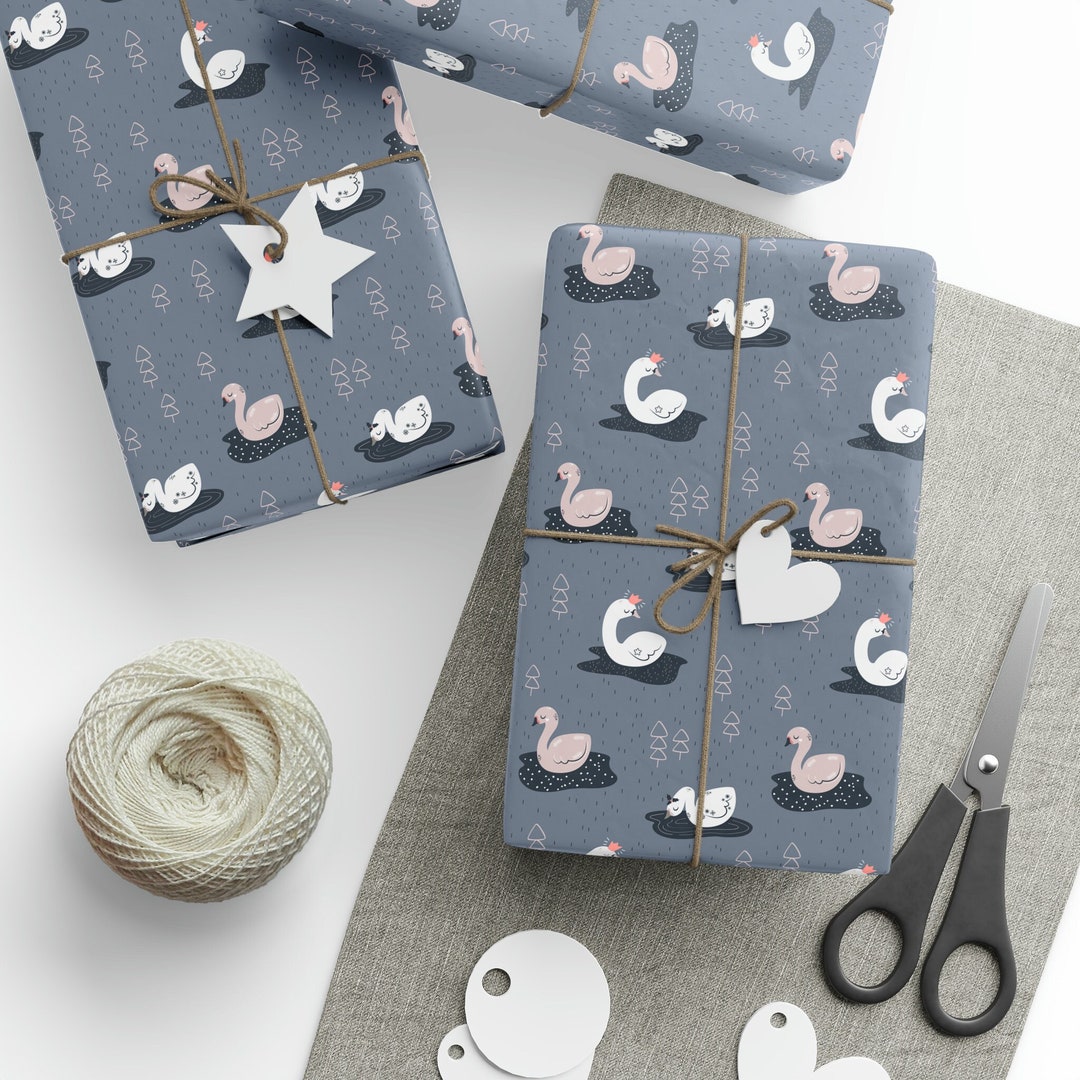 Swans Wrapping Paper Roll, Swans Birthday Gift Wrapping Paper, Swans ...