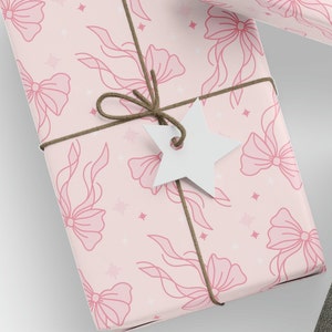 Pink Flowy Bows Wrapping Paper, Bows Wrapping Paper, Pink Bows Wrapping ...