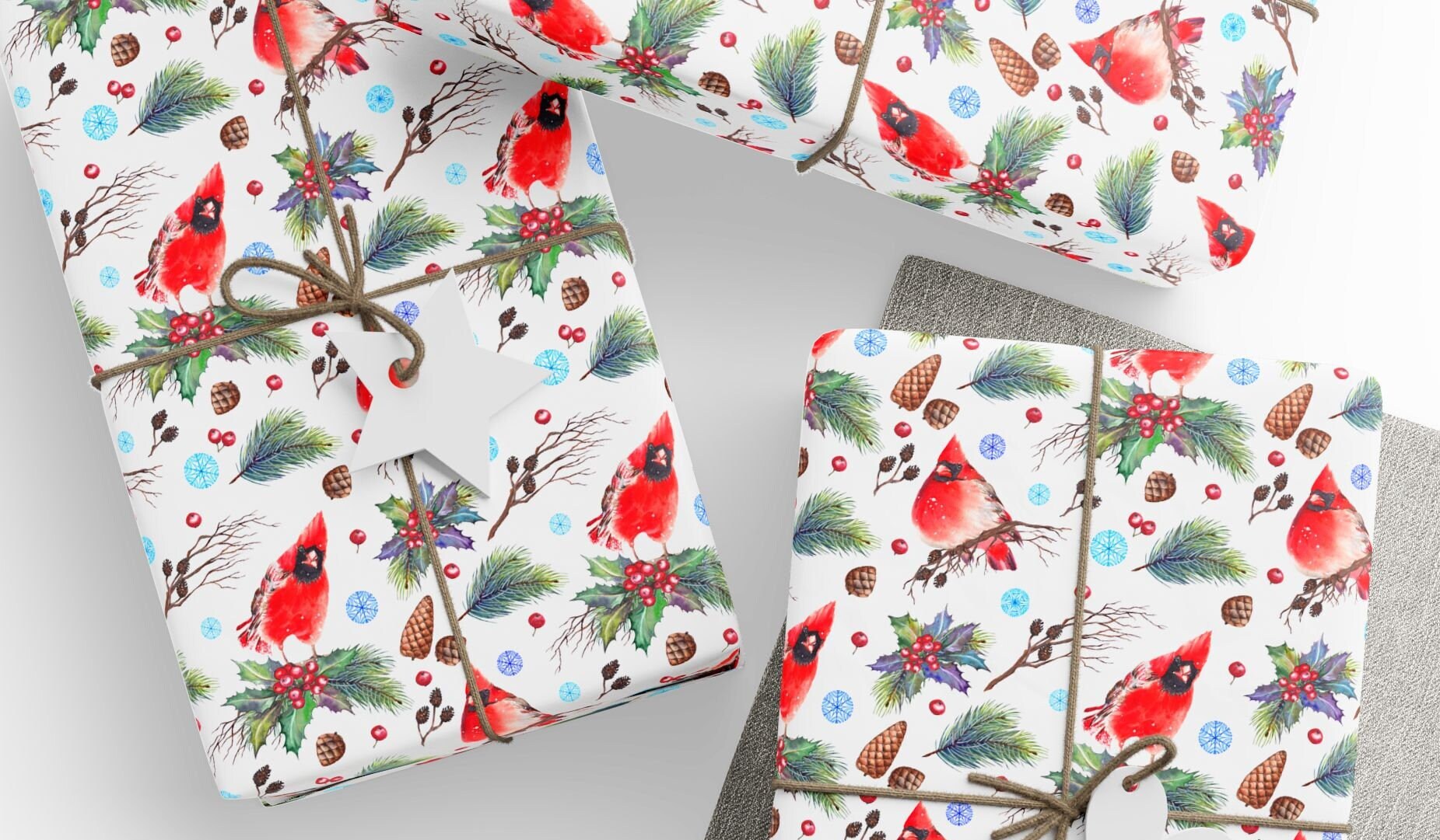 Red Cardinal Wrapping Papers, Christmas Cardinals Gifts Wrapping Paper ...