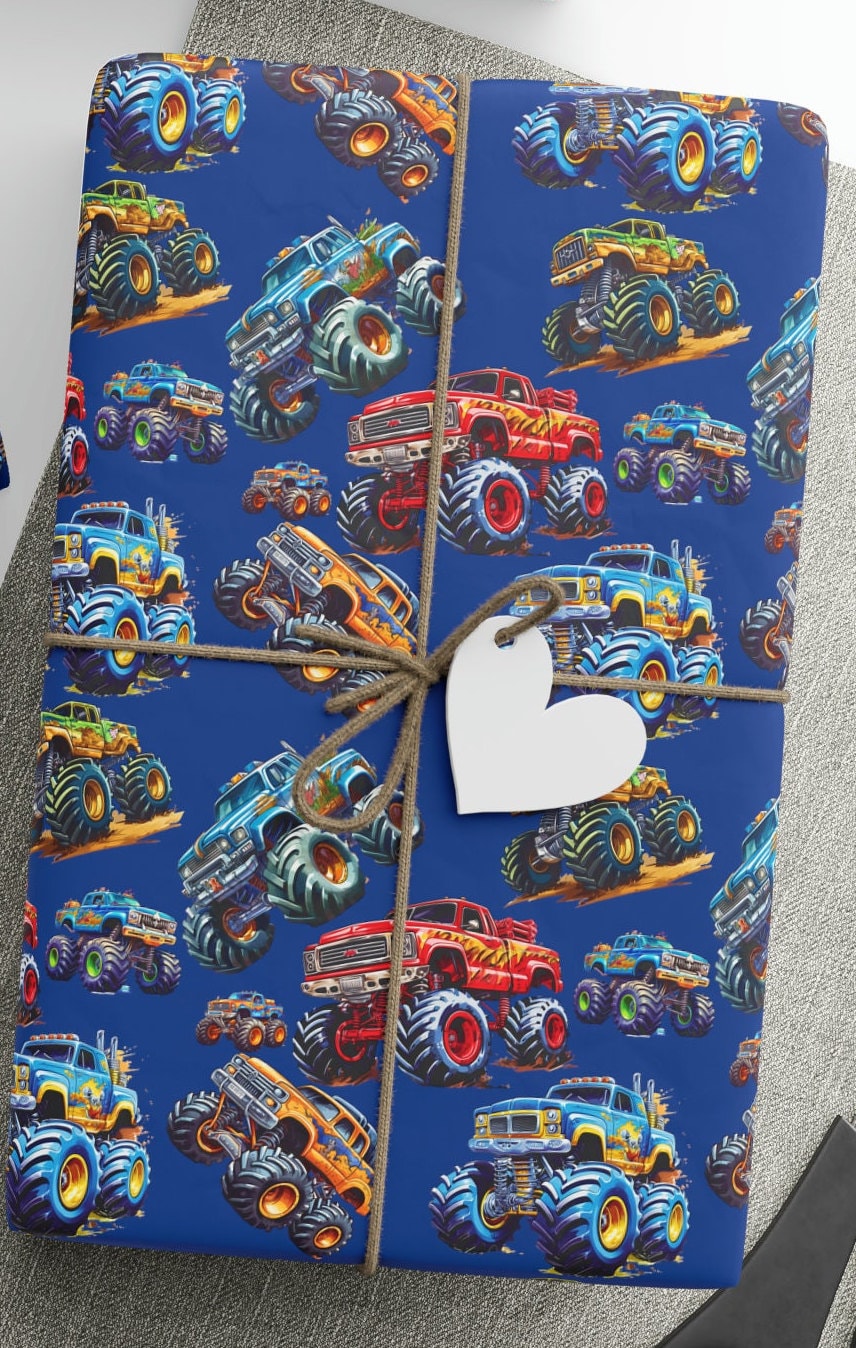 Monster Truck Birthday Wrapping Paper, Monster Truck Wrapping Paper ...