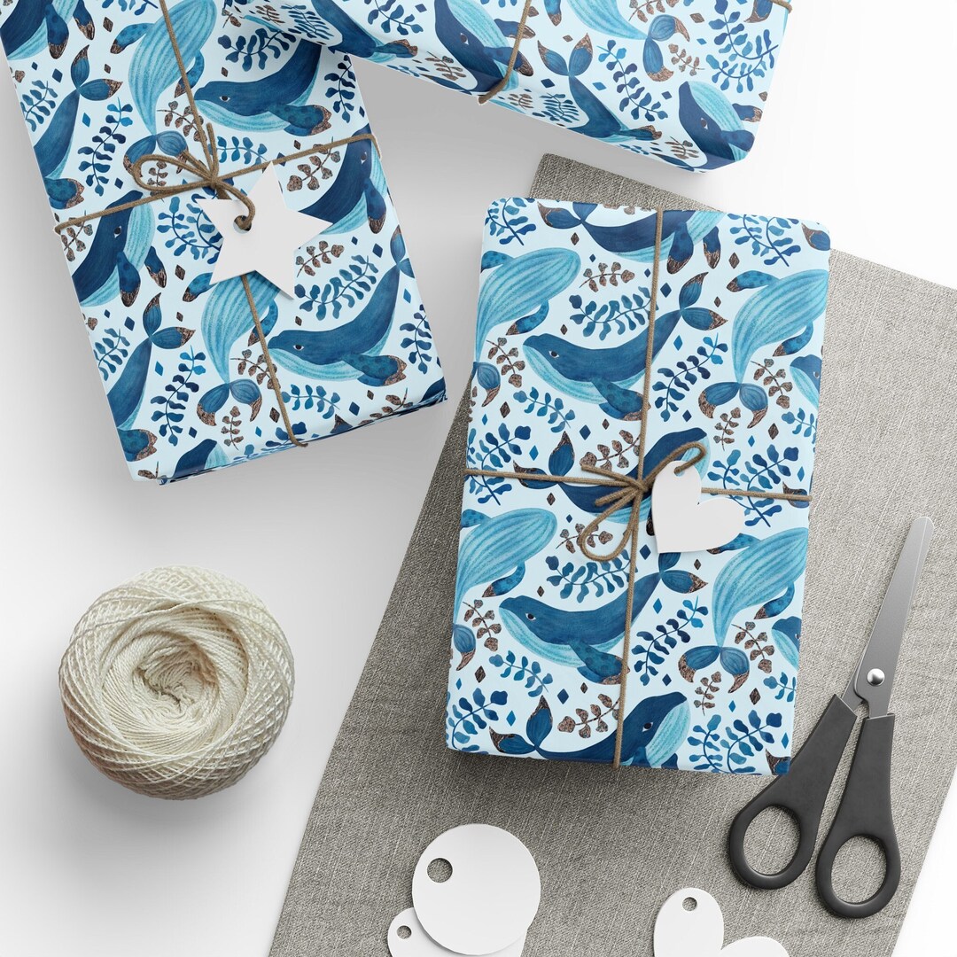 Whale Wrapping Papers, Whale Gifts Wrapping Paper, Ocean Whales Gifts ...