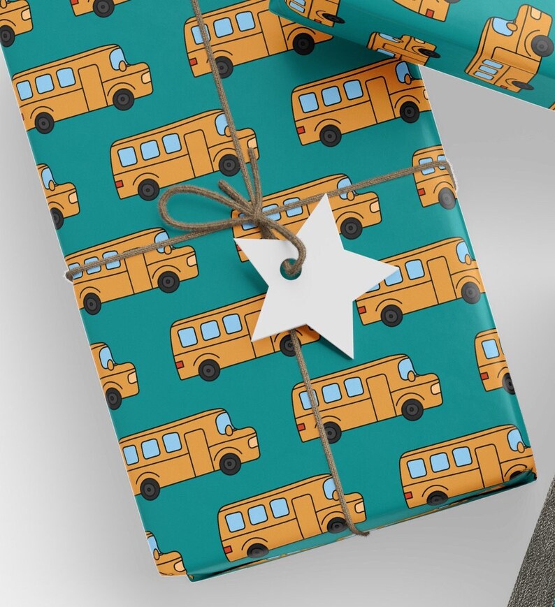 School Bus Wrapping Papers, Yellow Bus Gift Wrapping Paper, Bus ...
