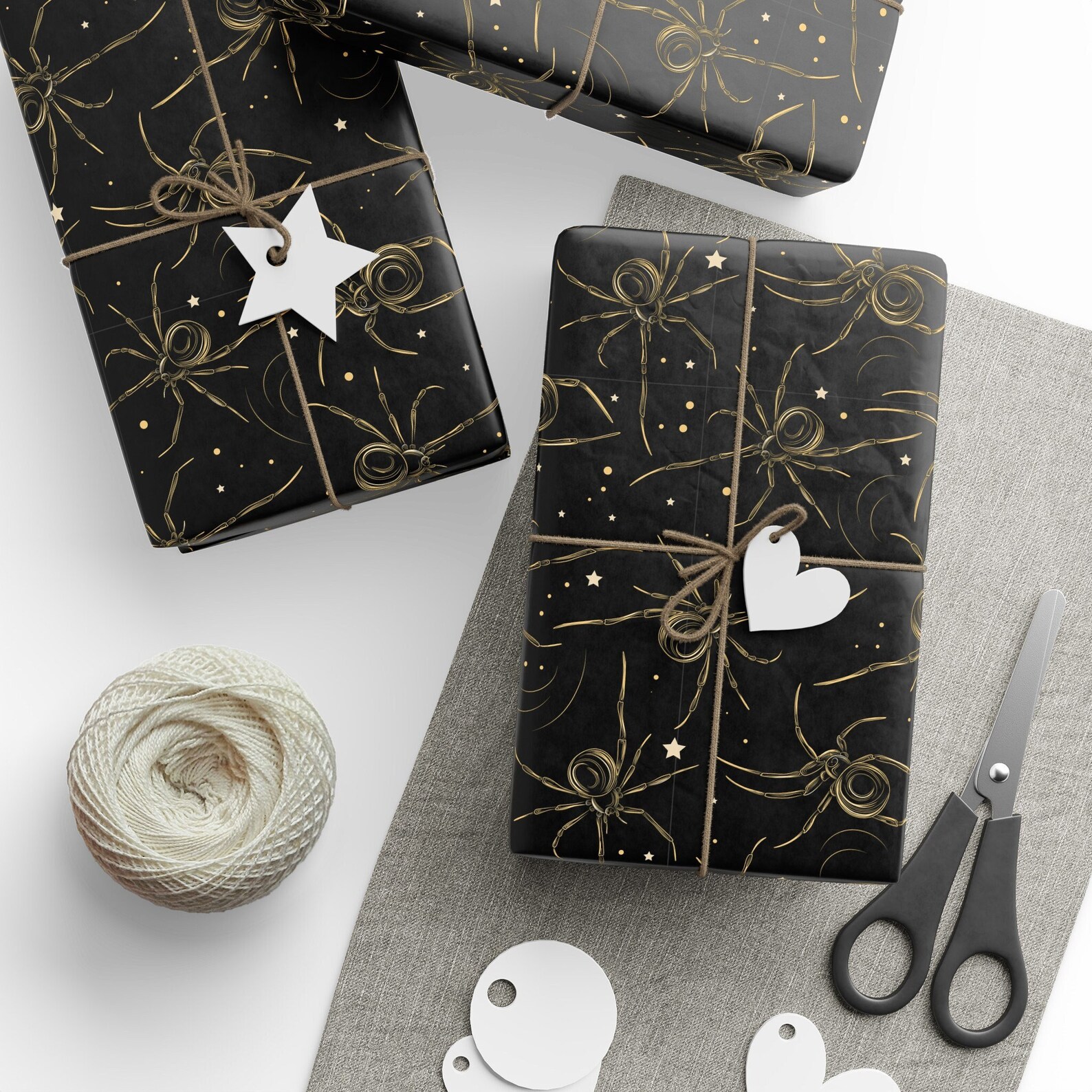 Spider Wrapping Papers, Gold Spiders Wrapping Paper, Spider Gifts ...