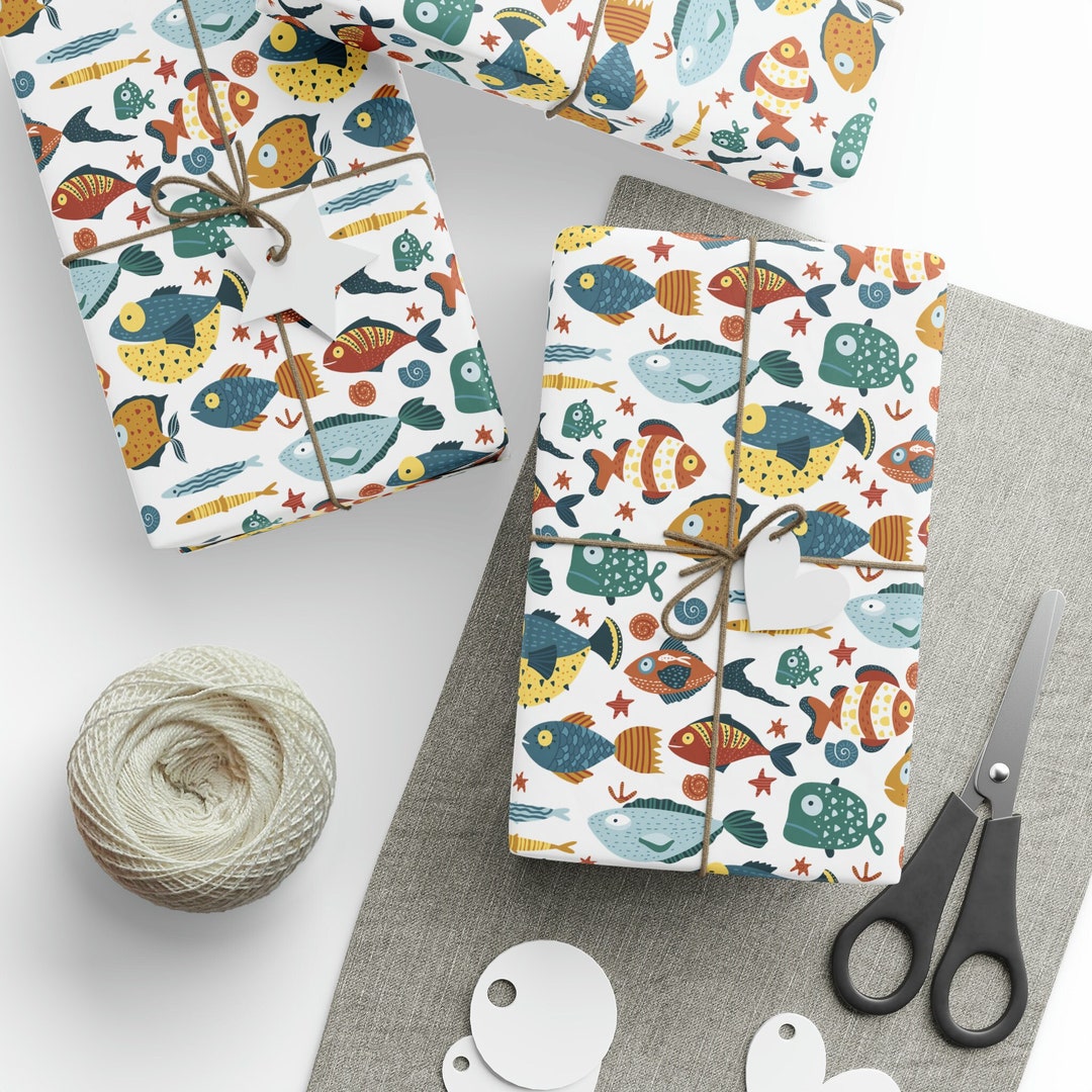 Fish Wrapping Paper, Underwater Creatures Wrapping Paper, Ocean Fish ...