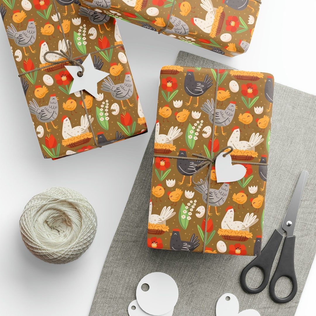 Chicken Wrapping Paper Roll, Chicken Gifts, Chicken Birthday Gifts ...