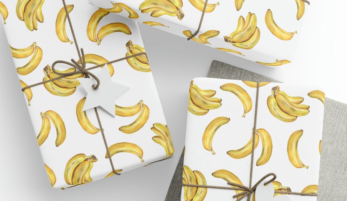 Banana Wrapping Paper, Bananas Birthday Gift Wrapping Paper, Banana ...