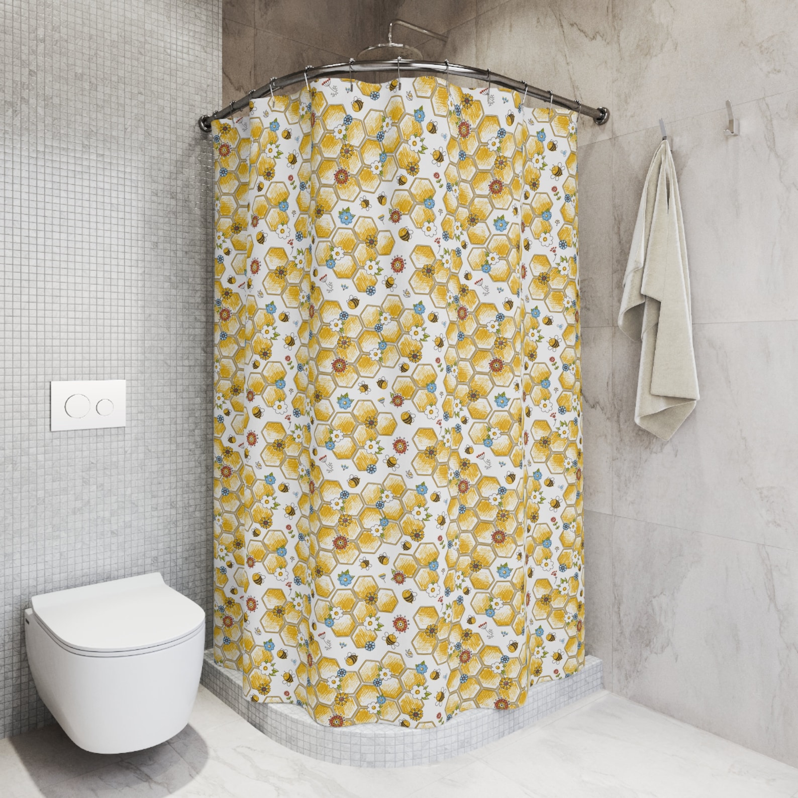 Bee Shower Curtains, Beehive Shower Curtains, Bee Gifts, Bee Birthday ...