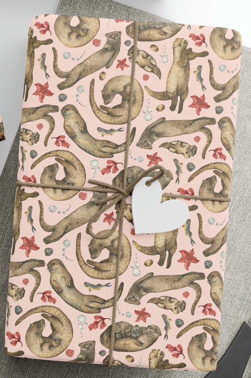 Sea Otters Wrapping Paper Roll, Otter Wrapping Paper, Otter Gift ...