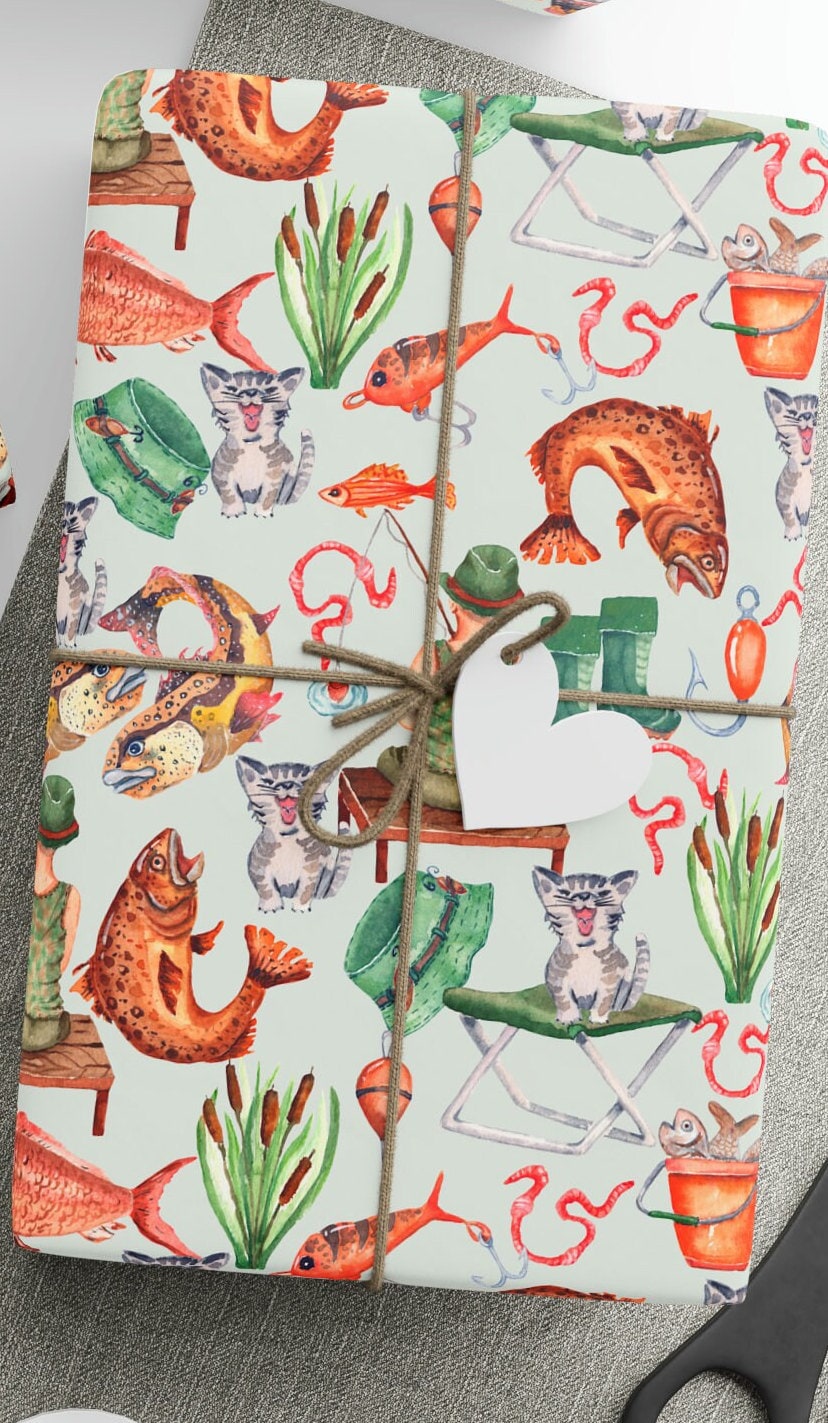 Fishing Gift Wrapping Paper Roll, Fish Gifts, Fishing Lover Gifts ...