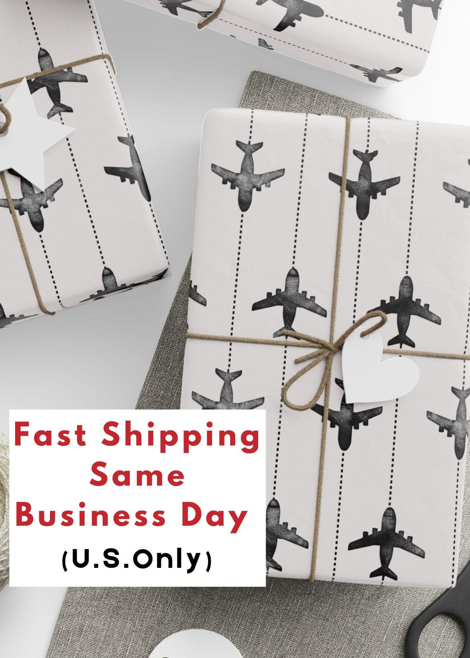 Airplane Wrapping Paper Roll, Airplane Watercolor Gift Wrapping Paper ...