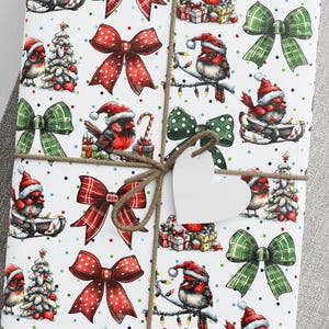 Red Cardinal Christmas Wrapping Paper Roll, Cardinal Holiday Gift ...
