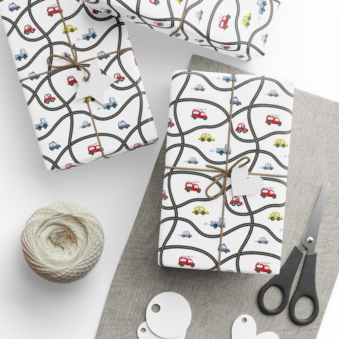 Cars Wrapping Papers, Cute Cars Gift Wrapping Paper Roll, Car Birthday ...