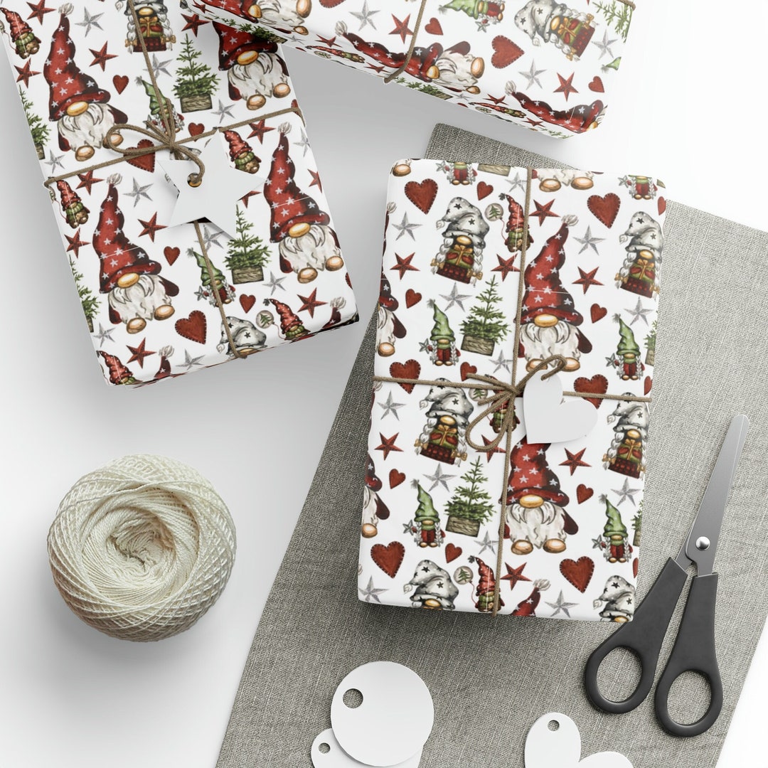 Christmas Gnomes Gift Wrapping Paper Roll, Gnomes Gift Wrapping Paper ...