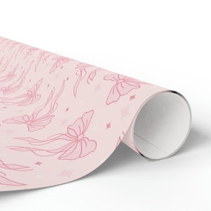 Pink Flowy Bows Wrapping Paper, Bows Wrapping Paper, Pink Bows Wrapping ...