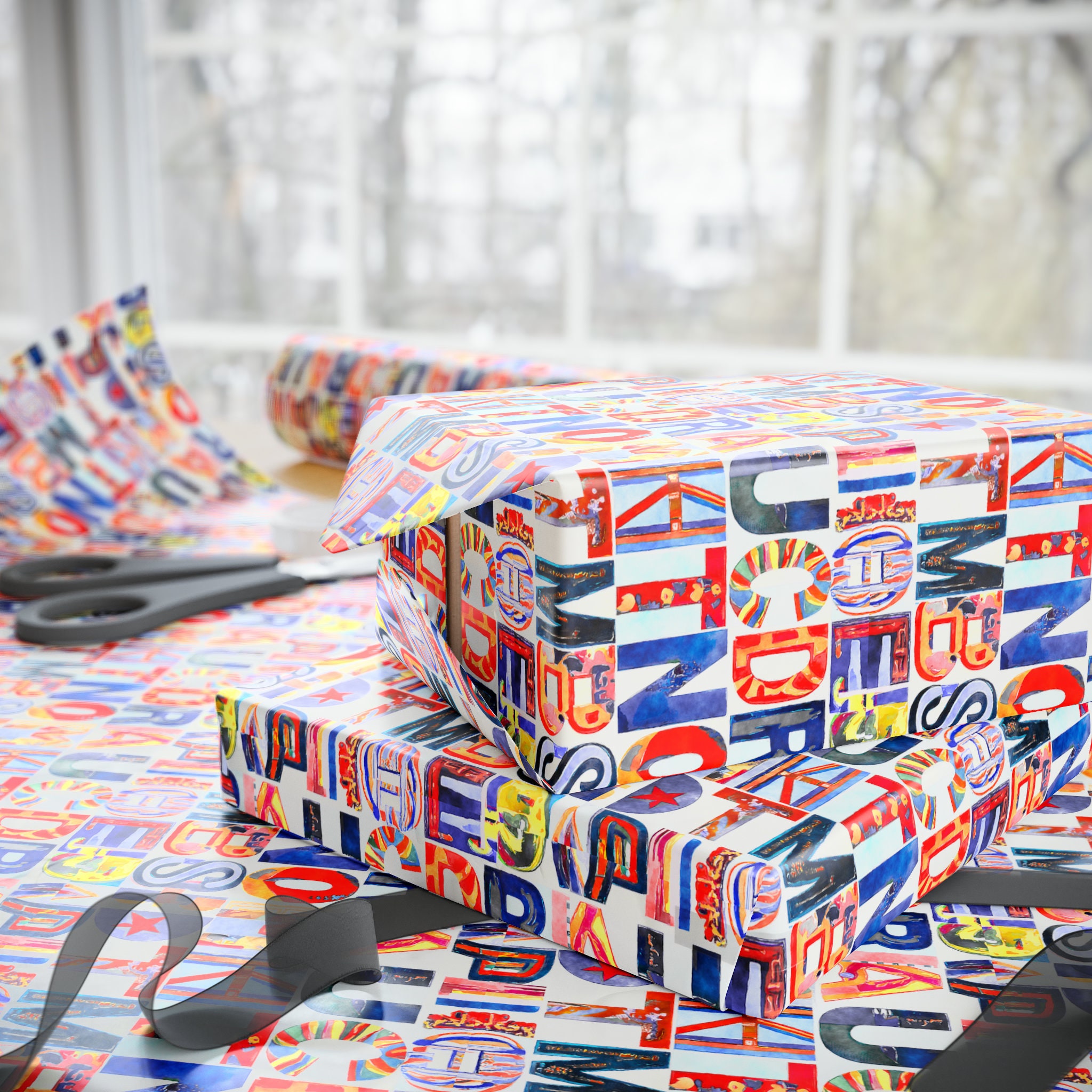 Alphabet Wrapping Paper Roll, Letters Wrapping Paper, Colorful Alphabet ...